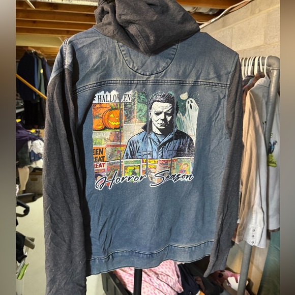 Jackets & Coats | Custom Pressed Horror Season Decal Denim Jacket With ...
